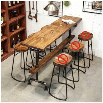 Generic Massivholz-Bartisch, Hoher Tisch mit Metallgestell, 5 cm Dicke Industrielle, Pub-Tischplatte, Schmale, Lange, Hohe Tische für Küche, Wohnzimmer, Café 