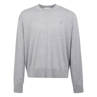 Ami Klassischer Pullover mit langen &Auml;rmeln - - Knitwear - Herren - Grau - S