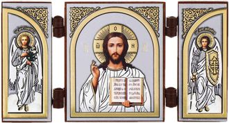 NKlaus Jesus Christus - Ikone Triptychon Christlich - Holz Reise Altar Ikonografie 16620