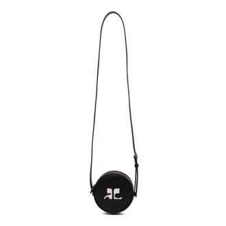 Courr&egrave;ges Schwarze Lederkreistasche mit AC-Logo - - Bags - Damen - Schwarzk - ONE SIZE
