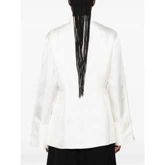 R&oacute;he Silk Frog-Fastening Blouse - White