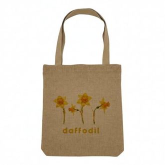 Fabulous Sac Shopping Tote Bag Aspect Lin - Daffodil Flowers Minimalist Chic Garden Love - Sac de Courses Toile Epaisse 360g Beige Naturel Cabas Port&eacute; Epaule S