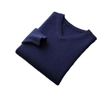 Generic Pull en laine &agrave; col en V &eacute;pais et solide &agrave; manches longues pour homme, 60, M