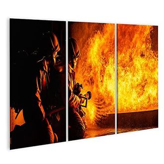 Islandburner Tableau sur Toile Les Pompiers éteignent Les Flammes. Les Pompiers en Action Cadre Affiche Poster Murale Tableaux