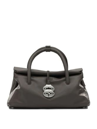 Zanellato Hobo Bags - Brown Leather Shoulder Bag With Silver-Tone Turn-L - Gr. unisize - in Schwarz - f&uuml;r Damen