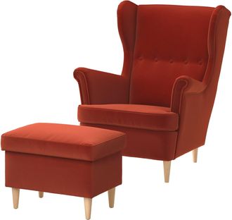 IKEA STRANDMON Ohrensessel mit Hocker