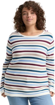 Tom Tailor Damen 1049416 Plussize Plus Size-Strickpullover aus Bio-Baumwolle, 38576-Teal Colored Ottoman Knit, 52