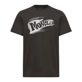 Moncler T-shirt en coton avec logo Sketch - Homme - Tops - Noir - Taille: 2XL