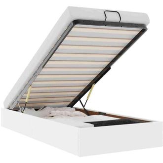 vidaXL Vidaxl - Cadre de lit ottoman blanc 90x200 cm - Similicuir durable - M&eacute;canisme de levage hydraulique - Rangement sous le lit optimis&eacute;