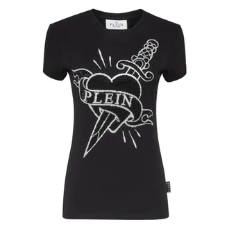 Philipp Plein Femme, Tops, Noir, Taille: 38 FR T-shirt Pure Love