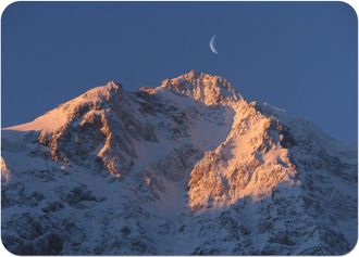 Fabulous Platzsets mit Unterseite aus Kork, Sonnenaufgang auf dem Berg unter einem Halbmond, groß, 39,5 x 28,5 cm, 4 Stück