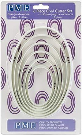 PME Cake Company Ausstecher-Set Oval aus Kunststoff | 6 Größen | für Fondant | Ausstech-Form für Torten-Deko & Torten-Verzierung | geeignet für Kuchen-Dek