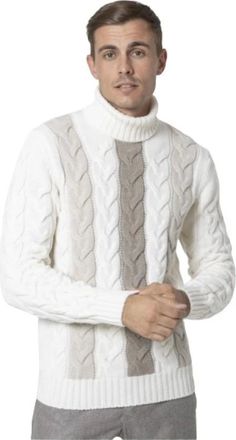 Gran Sasso Homme, Pulls, Multicolore, Taille: 3XL Pull &agrave; col roul&eacute; torsad&eacute;