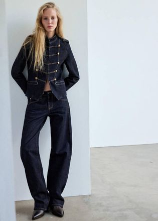 Mango Blouson denim avec pattes d&eacute;coratives bleu - Femme - XS - MANGO