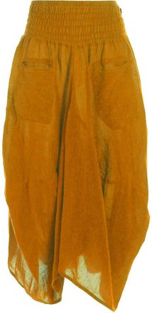 vishes Kn&ouml;chel-Langer Luftiger Damen Sommer-Rock Einfarbig Sommerr&ouml;cke gelb 40-44