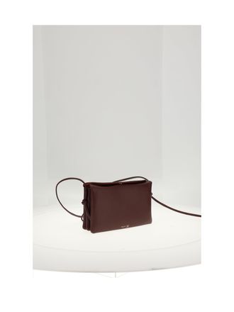 Celine Womens Shoulder Bag Trio Flap Syrah Lamb Leather