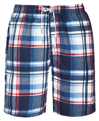 Bugatti Karierte Herren Badeshort in blau, in Größe XXXL