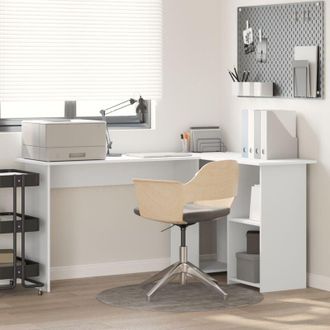 vidaXL Vidaxl - Schreibtisch mit Regal Wei&szlig; 142 x 102 x 73 cm Holzwerkstoff