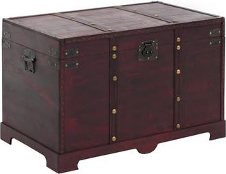 Mendler Coffre bois de d&eacute;coration Valence aspect antiquit&eacute; 49x77x47cm carr&eacute;