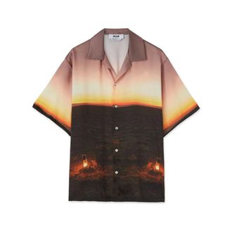 Msgm Msgm, Homme, Chemises, Multicolore, Taille: L Sunset Bowling Shirt
