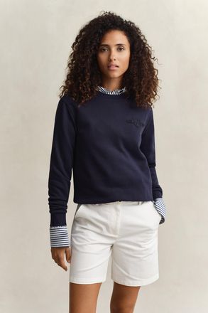 GANT Damen Tonal Shield Rundhals-Sweatshirt (XXXL) EVENING Blau