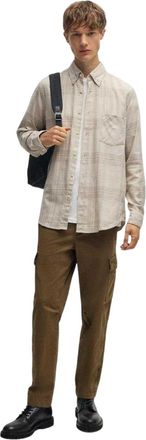 HUGO BOSS Rickert_M Button-Down-Hemd f&uuml;r Herren, Regul&auml;r (Hellbeige)