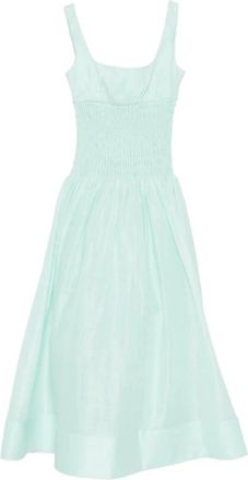 Self Portrait Femme, Robes, Vert, Taille: 36 FR Robe Mi-Longue à Encolure Carrée et Détails Froncés