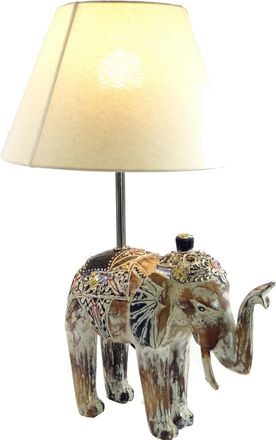 Guru Shop Tischlampe/Tischleuchte, in Bali Handgemacht aus Naturmaterial - Modell Elefant, 55x38x30 cm