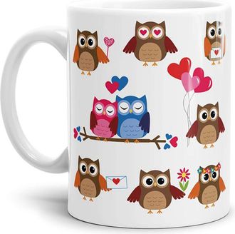 Tassendruck Liebes-Tasse Eulen Kaffeetasse/Mug/Cup/- Qualität Made in Germany