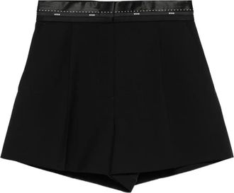 Msgm Plissierte Shorts mit Satinbesatz - Schwarz
