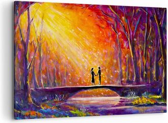 Arttor Wandbilder Dekoration Wohnzimmer Wald Baum Natur Bilder auf Leinwand 120x80cm Leinwandbild mit Rahmen Schlafzimmer Küche Deko Wand Kunstdruck Art Groß