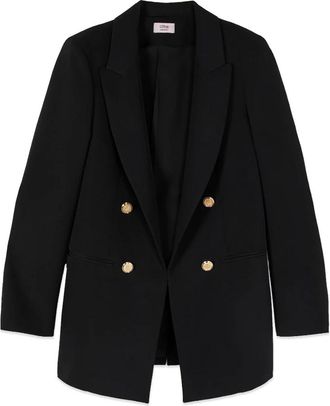 Oltre Femme, Vestes, Noir, Taille: 42 FR Blazer crois&eacute; en tissu technique