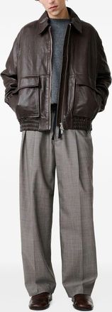 STUDIO NICHOLSON Mens Piston Jacket Leather Brown Lambskin