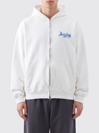 Balenciaga Baumwoll-Kapuzenjacke mit Rei&szlig;verschluss, K&auml;ngurutasche und &uuml;berschnittenen Schultern