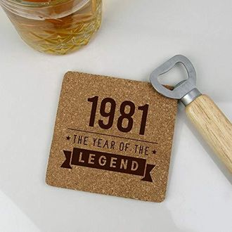 eBuy GB Drinks Mat, Placemat Korkuntersetzer mit Gravur 1980 Year of The Legend Design - 40. Geburtstag Herren - vierzigste Geschenk für Vater, Onkel, Bruder,