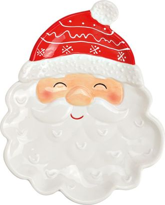 Matches 21 Bunter Nikolaus-Teller aus Keramik für Kekse & Snacks - Süßer Weihnachtsservierteller 16 x 21 cm als Tisch- und Weihnachtsdeko - Lustiger Dekoteller m