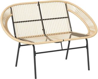 OUTSUNNY 2-Sitzer Gartenbank Polyrattan, wetterfest Sitzbank im Rattanflecht-Design, UV-Best&auml;ndig Gartenm&ouml;bel mit R&uuml;ckenlehnen, Parkbank 260kg