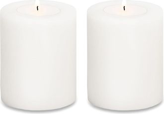 Edzard 2er-Set Teelichthalter Dauerkerze Cornelius (H&ouml;he 9 cm, &Oslash; 8 cm), wei&szlig;, hitzebest&auml;ndig bis 90&deg;, gefertig aus hochwertigen PE-HD Kunststoff
