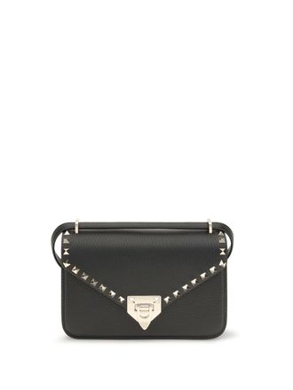 Valentino Garavani Womens Shoulder Bag Rockstud Mini Black Calfskin Calf Leather