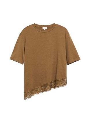 s.Oliver Kurzarmshirt T-Shirt T-Shirt mit asymmetrischem Spitzensaum