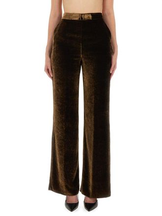 Etro Velvet Viscose-Silk Trousers - Brown