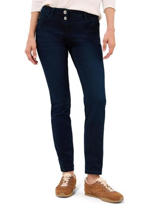 Cecil Damen 3716116 Casual Fit Jeans, Blue Black Washed, 30W / 34L EU