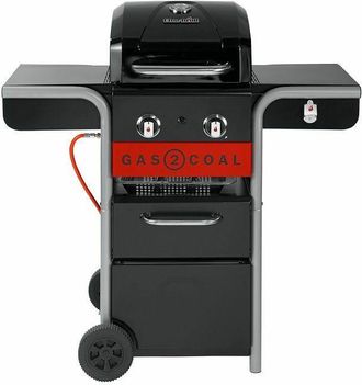 Char-Broil Barbecue hybride &agrave; gaz et charbon 2 br&ucirc;leurs inox - Plateau &agrave; charbon brevet&eacute; - Thermom&egrave;tre int&eacute;gr&eacute; - Pour 4 &agrave; 6 personnes - Char-Broil - Gas2Coal
