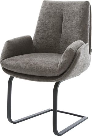 DELIFE Schwingstuhl Clea-Flex Freischwinger flach Schwarz Boucl&eacute; Soft Schlamm