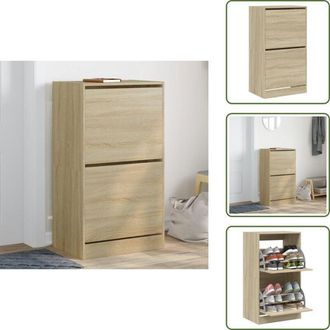 vidaXL The Living Store Schuhschrank mit 2 Klappen Sonoma-Eiche 60x42x108 cm - Holzschrank