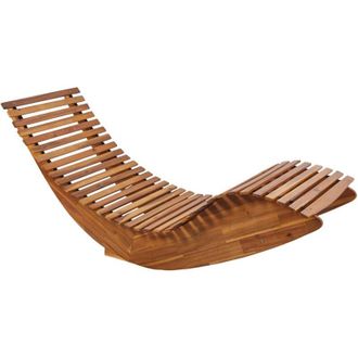 Beliani Bain de Soleil &agrave; Bascule pour Jardin et Patio en Bois dAcacia Clair Naturel Brescia II