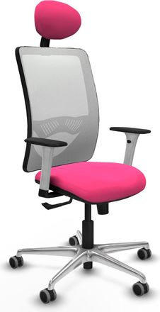 Piqueras y Crespo Computerstuhl Rosa Zulema mit wei&szlig;en und schwarzen Armlehnen, h&ouml;henverstellbare Lendenwirbelst&uuml;tze und festes Kopfteil, ausgestattet mit 3 Positionen,