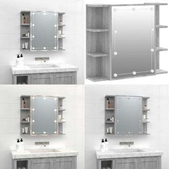 vidaXL Vidaxl - Armoire &agrave; miroir avec led Sonoma gris 70x16,5x60 cm - Armoire &agrave; Miroir - Meuble Salle De Bain - &Eacute;clairage Led - Rangement Cosm&eacute;tiques