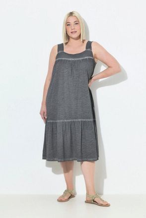 Ulla Popken Midikleid Jerseykleid cold dyed A-Linie Rundhals &auml;rmellos