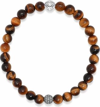 Nialaya Homme, Accessoires, Gris, Taille: M Bracelet de perles OEil de Tigre